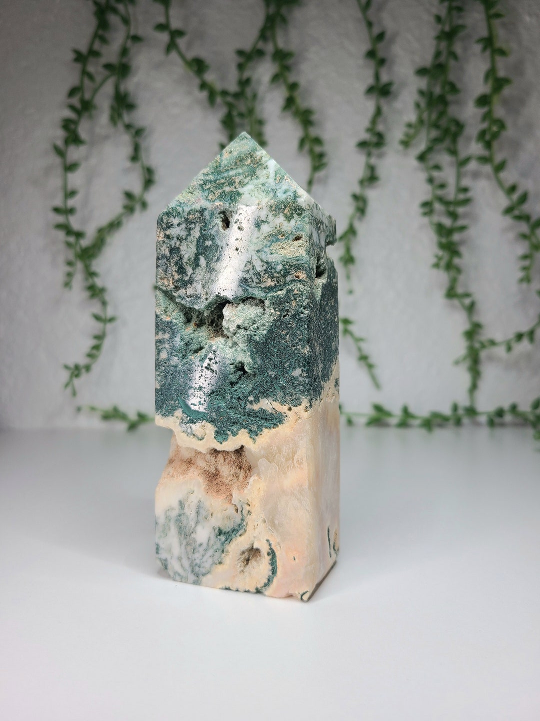 Tree Agate Tower With Peach Iridescent Inclusion - Etsy