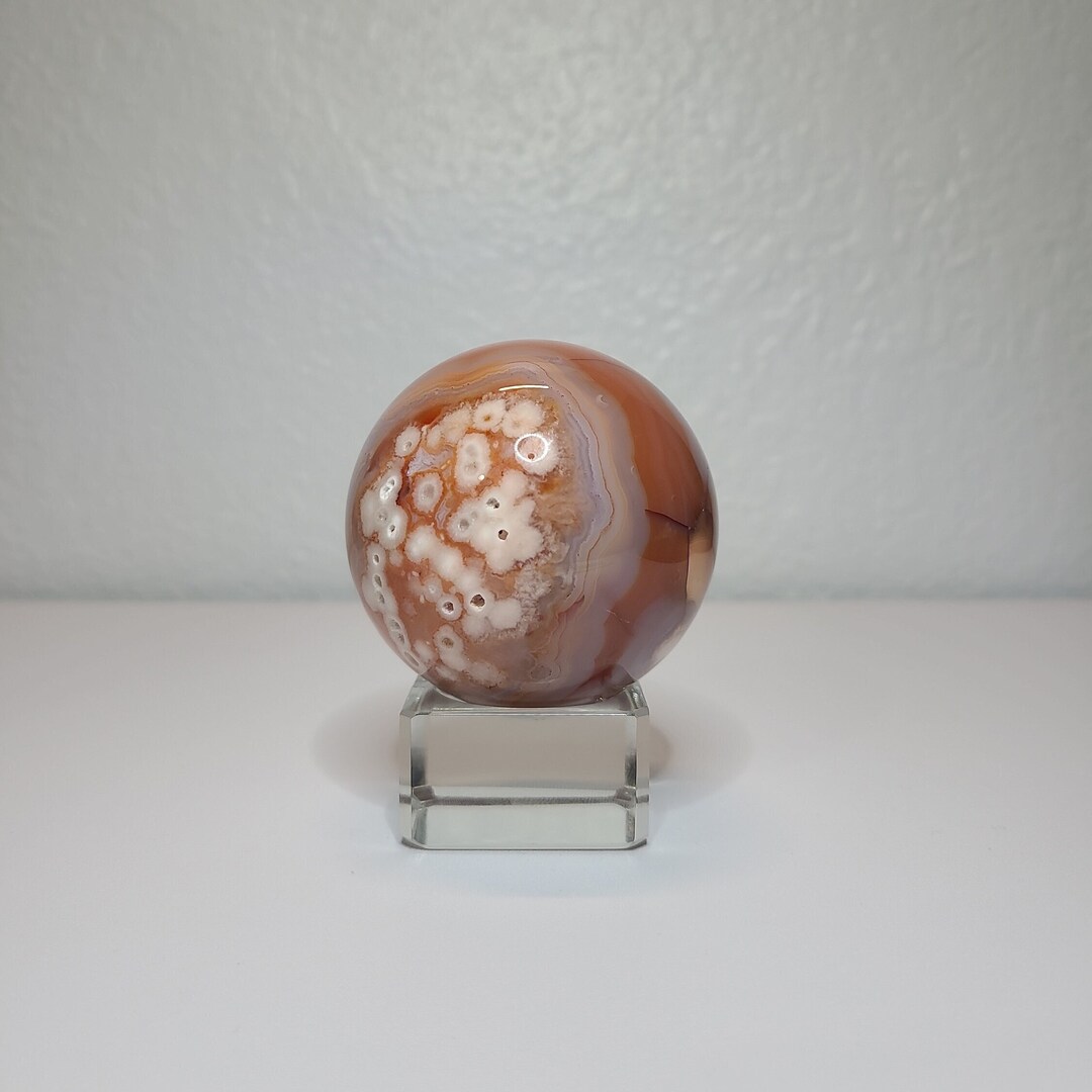 Carnelian Flower Agate Sphere - Etsy