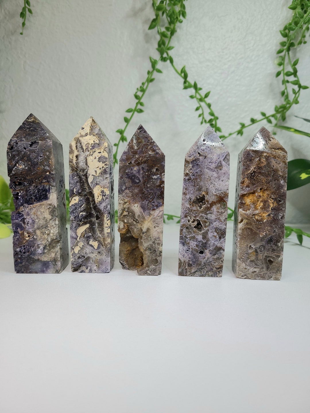 Purple and Red Shiny Towers - Brecciated Limestone With Quartz Druze ...