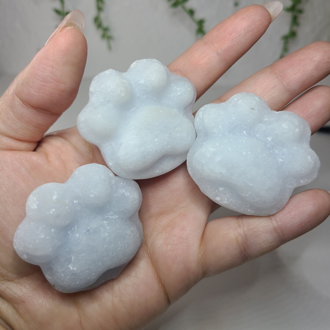 Blue Calcite Crystal Paw Carvings - Etsy