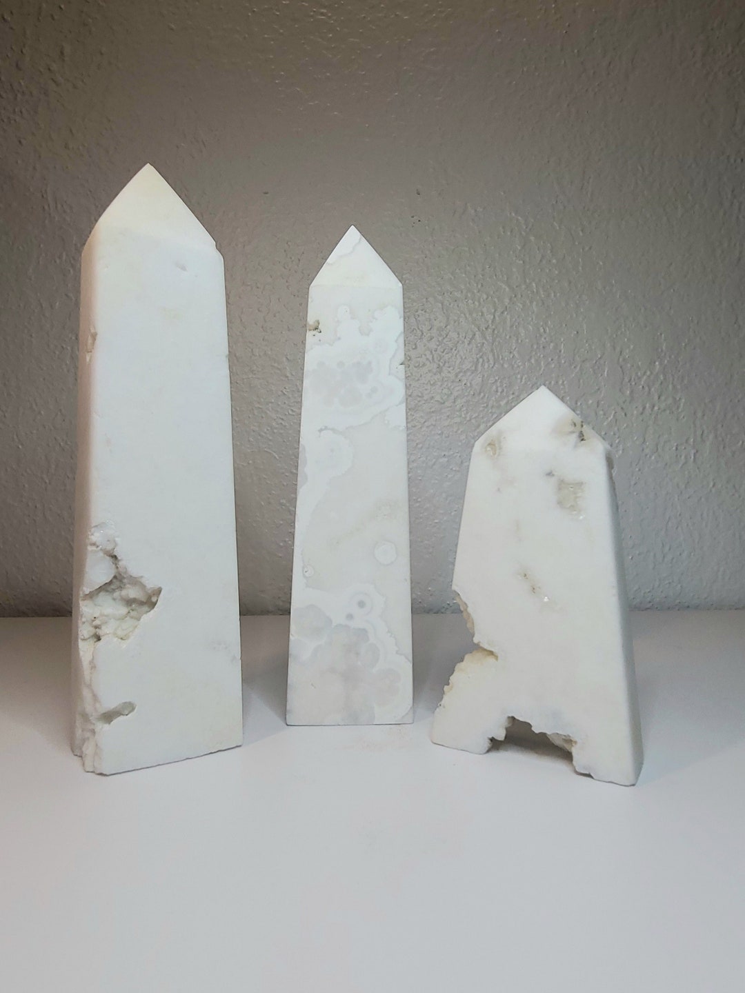 Snow White Agate Towers With Druzy and Gorgeous Patterns - Etsy