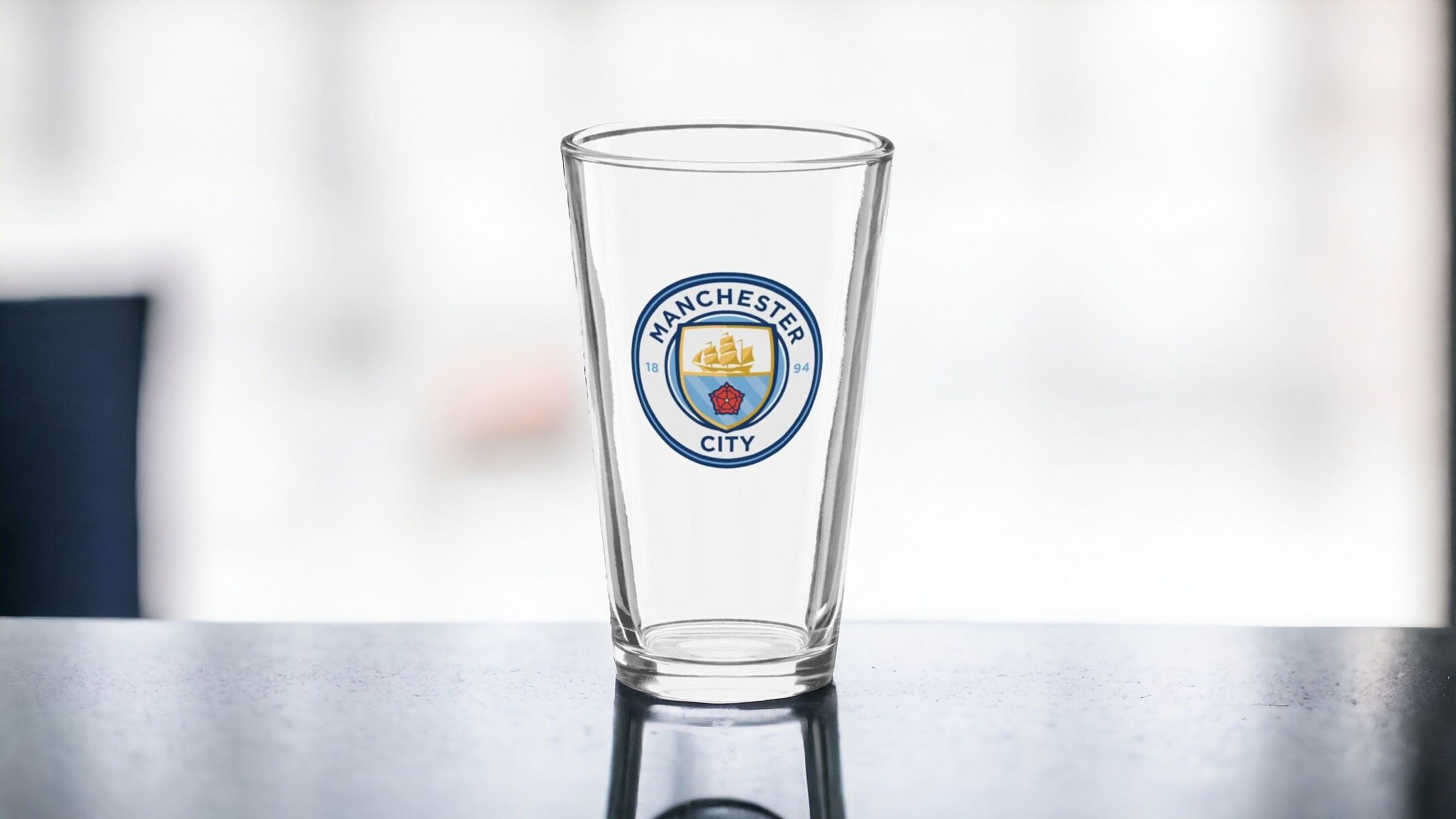 Manchester City Glass (handmade). Man City Gift Idea. Football Gift ...