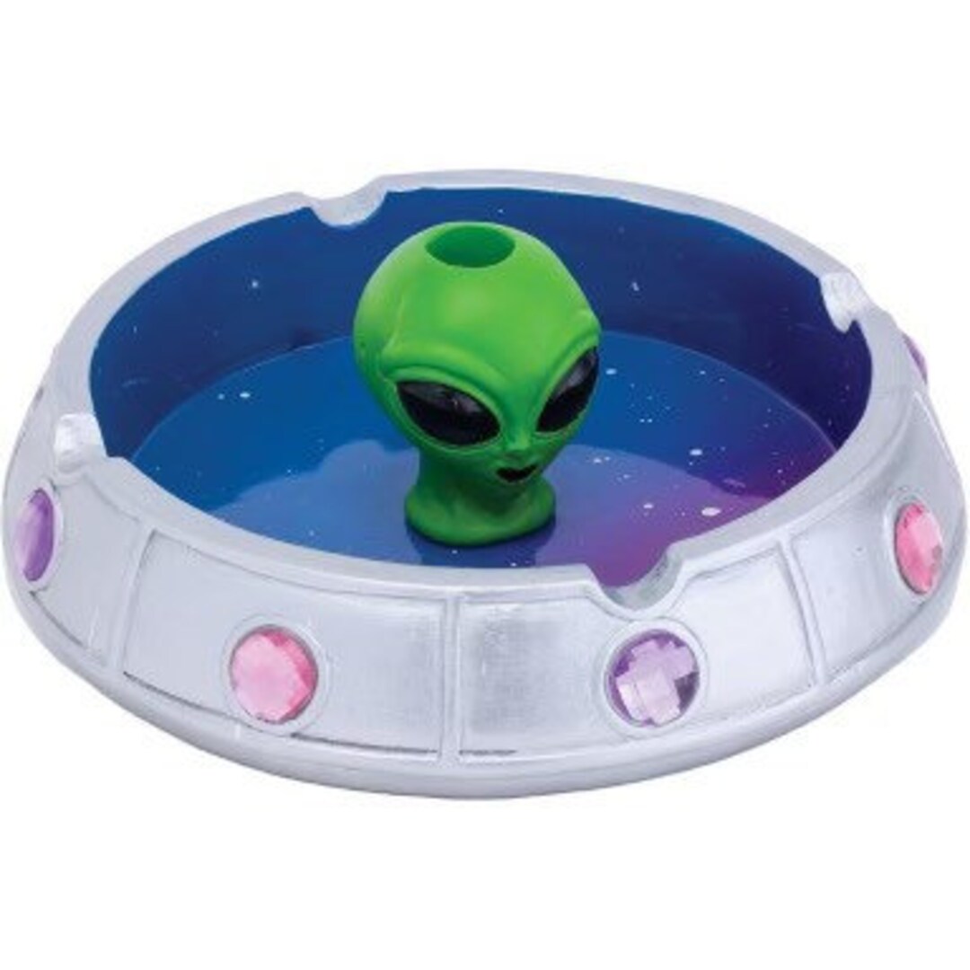 Galaxy ASHTRAY, ALIEN Head, SNUFFER Ash Tray, Green Alien Large Poly ...
