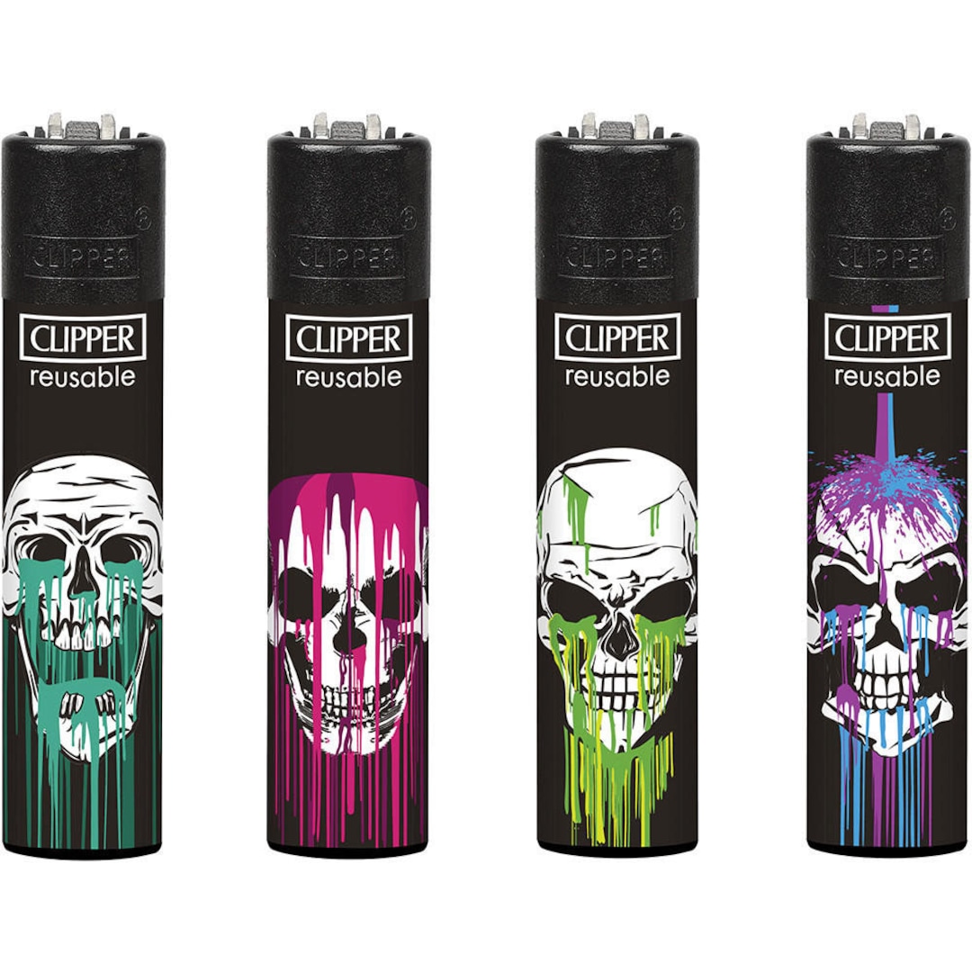 WILD SKULLS Clipper Lighter Set, Reusable, Refillable, Lighter Gift Set ...
