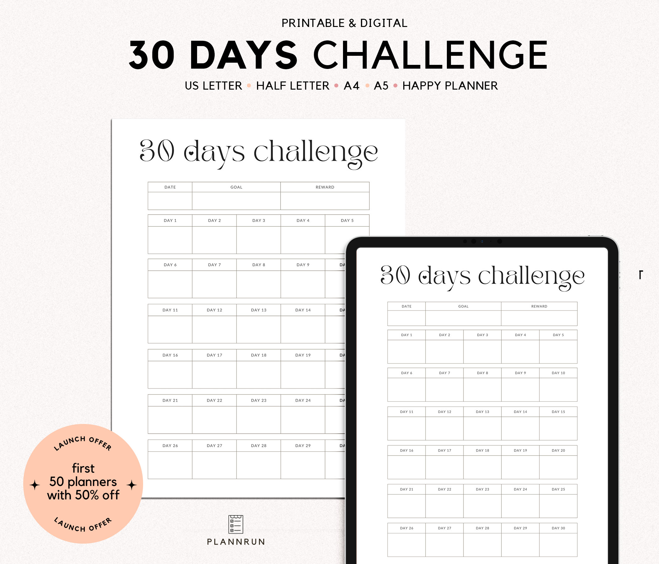 30 Day Challenge Weight Loss Habit Progress Tracker - Etsy
