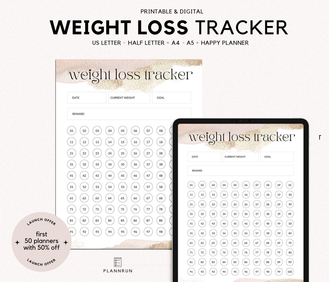 Weight Loss Tracker | Fitness Planner Inserts Digital and Printable ...