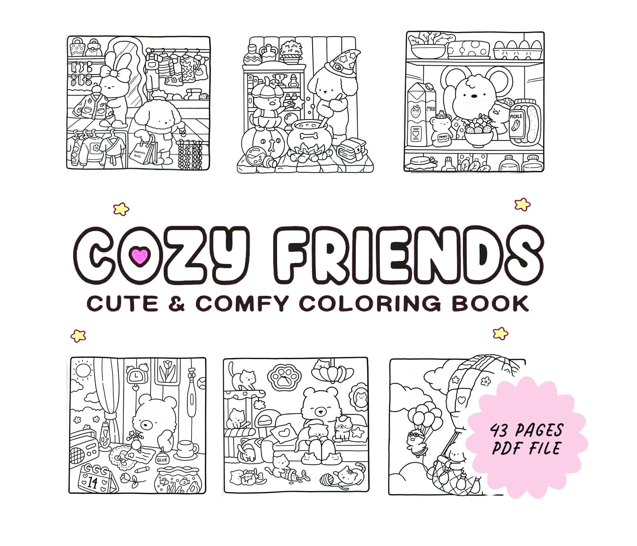 Coco Wyo Cozy Friends Coloring Book, Cute and Comfy Digital Coloring ...