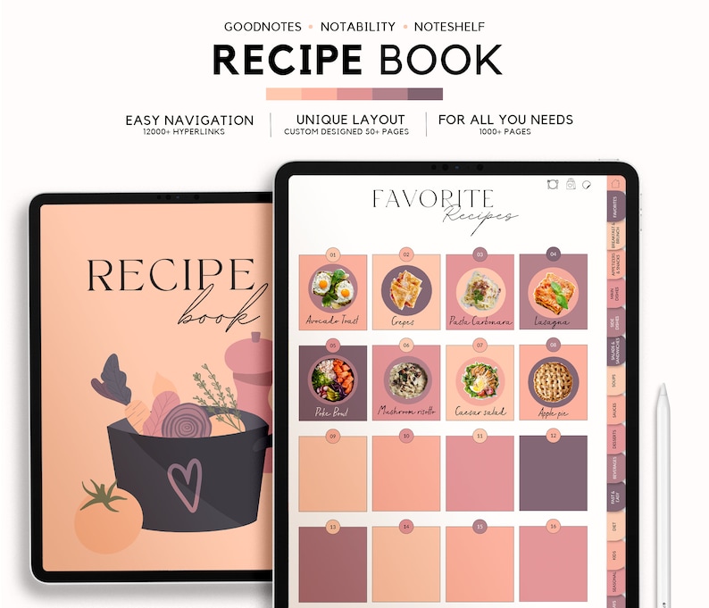 Recipe Book Meal Planner Recipe Journal Digital Cookbook for iPad ...