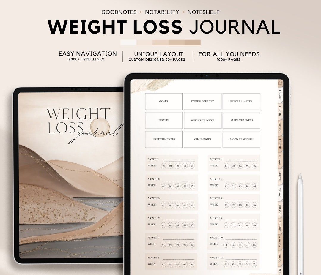Weight Loss Journal Workout Planner Weight Loss Tracker Digital Fitness ...