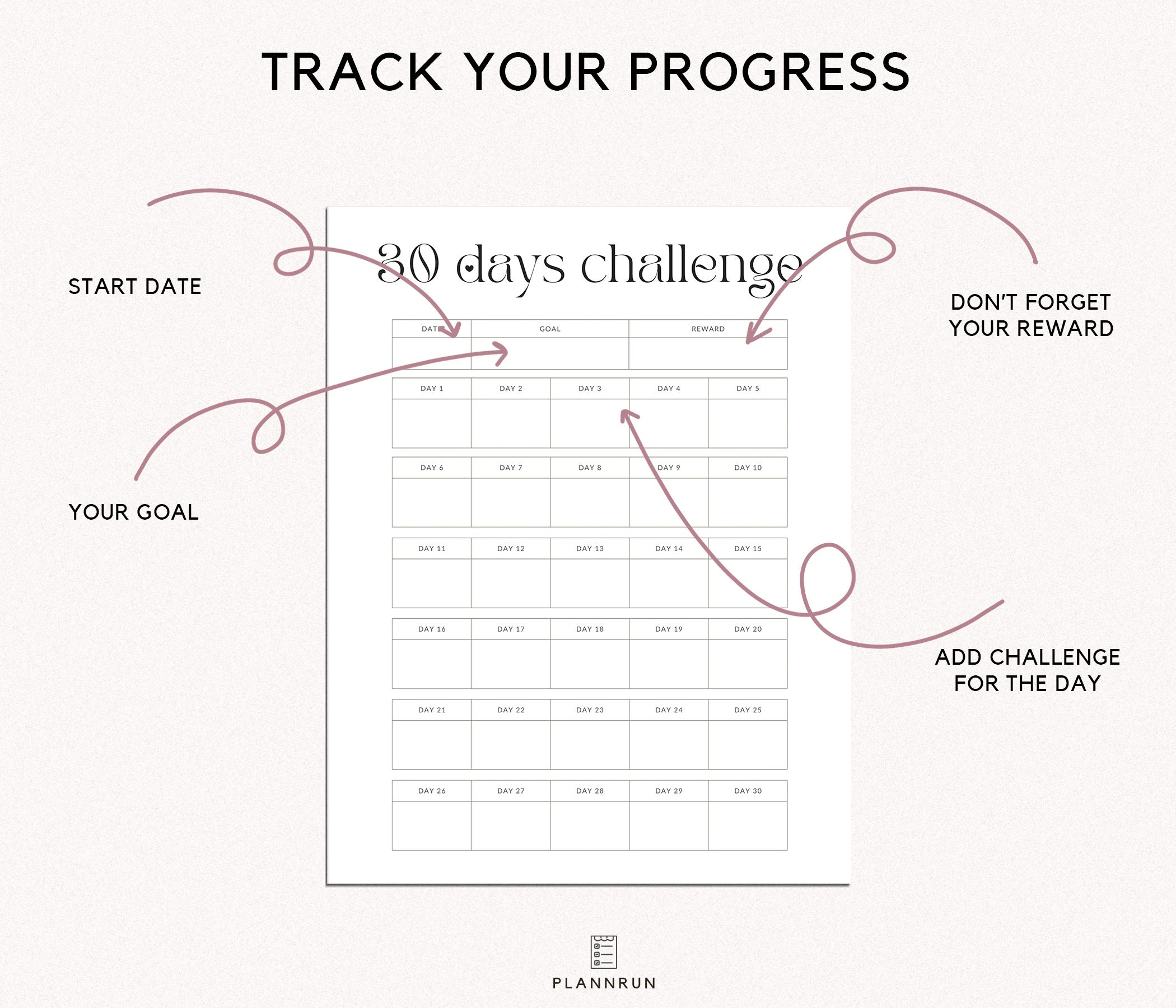 30 Day Challenge Weight Loss Habit Progress Tracker - Etsy