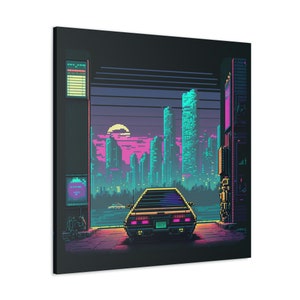 Cyberpunk Pixel Art Canvas for Game Room, Cyberpunk 2077 Wall Decor ...