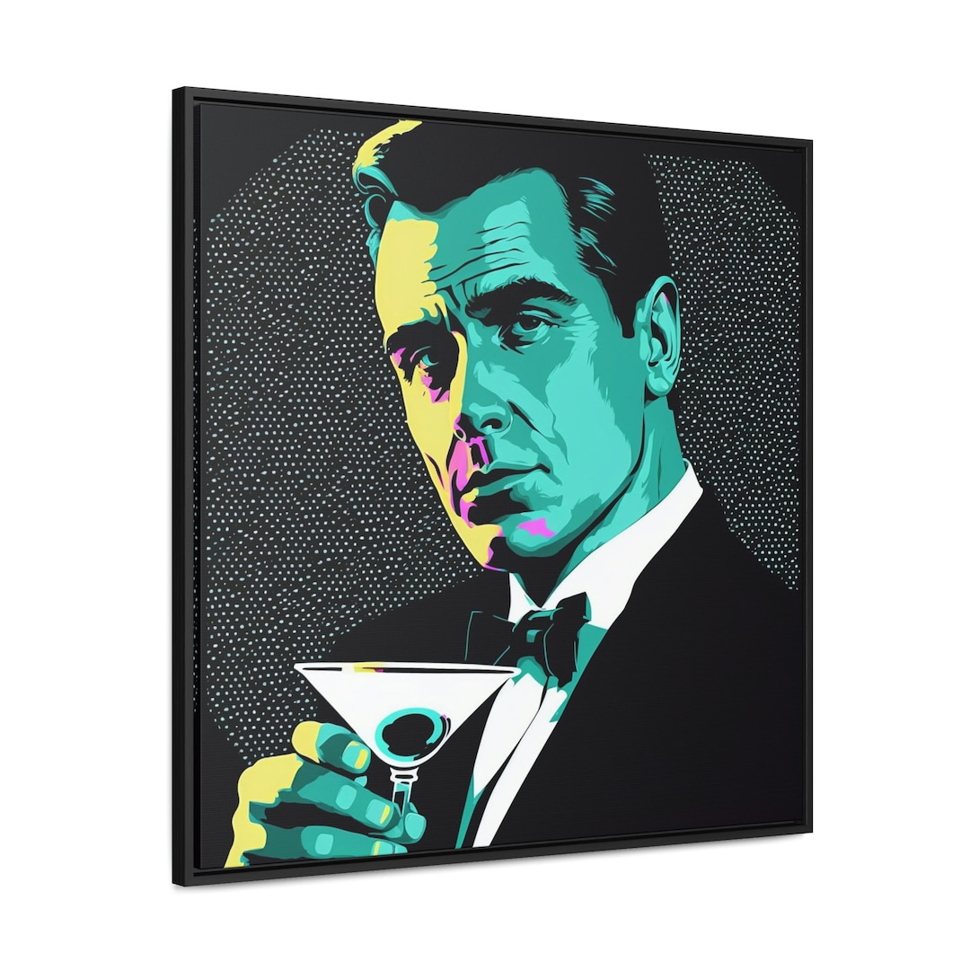 James Bond Wall Art for Theater Room, 007 Art, James Bond With Martini ...