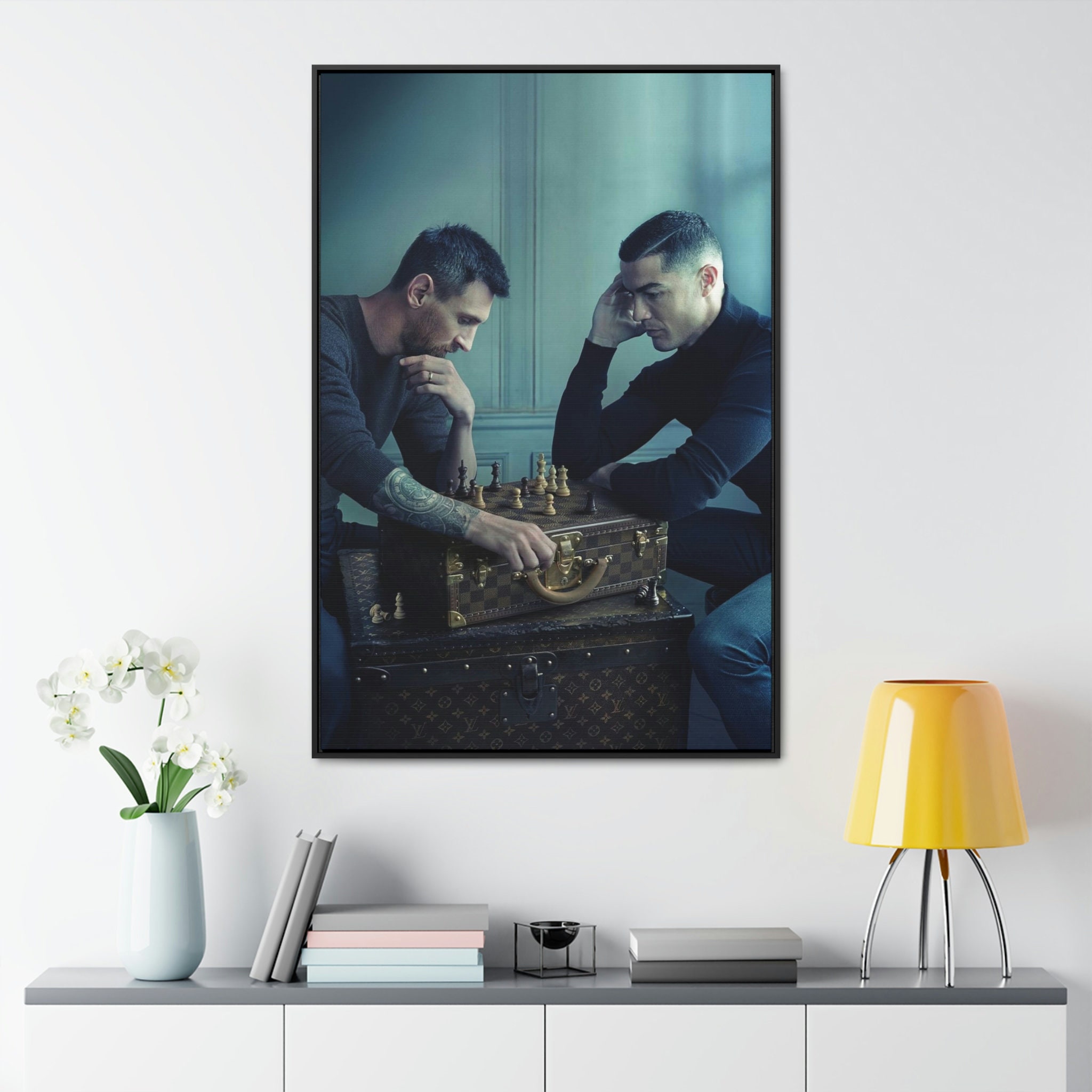 Lionel Messi and Cristiano Ronaldo Chess Match, Louis Vuitton Decor ...