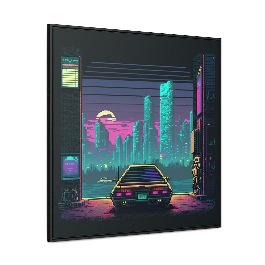Cyberpunk Pixel Art Canvas for Game Room, Cyberpunk 2077 Wall Decor ...