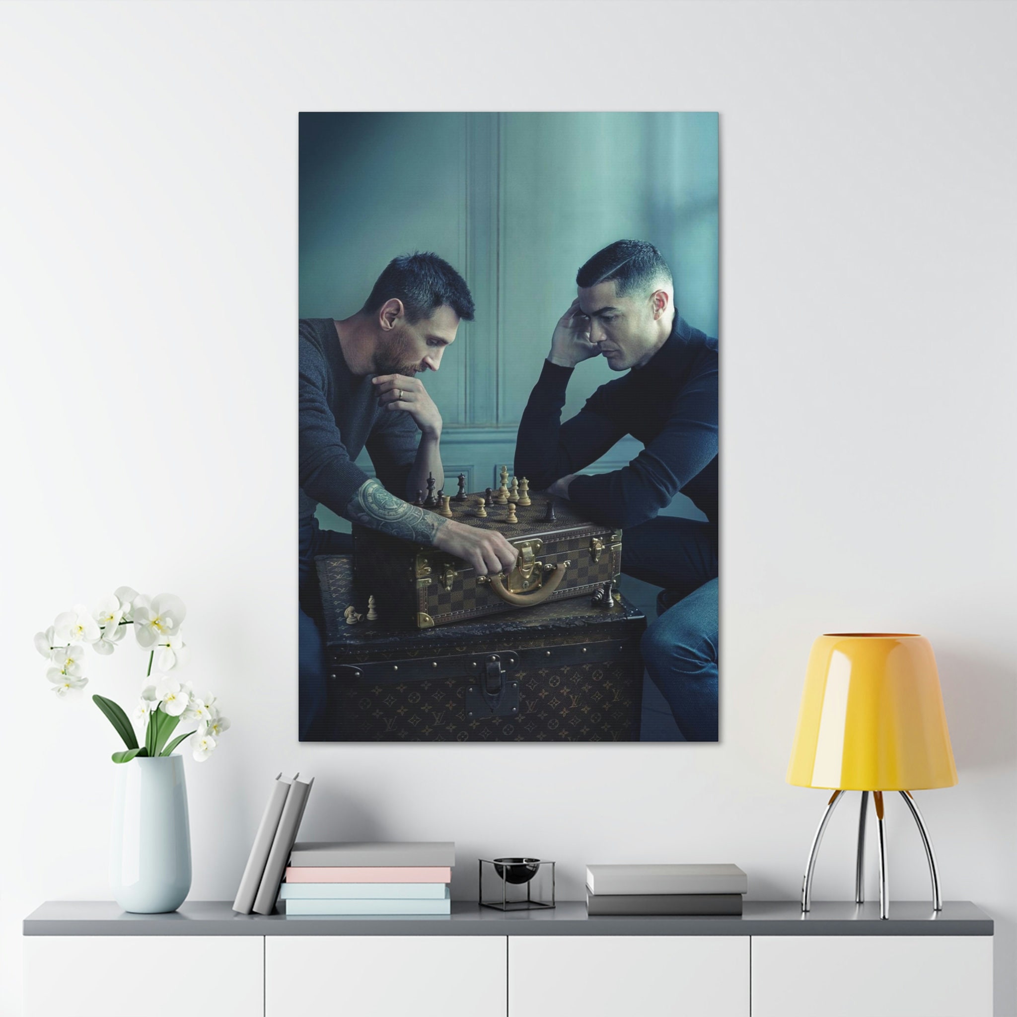 Lionel Messi and Cristiano Ronaldo Chess Match, Louis Vuitton Decor ...