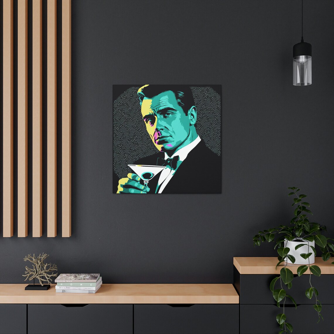 James Bond Wall Art for Theater Room, 007 Art, James Bond With Martini ...