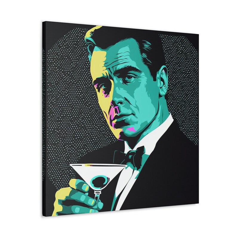 James Bond Wall Art for Theater Room, 007 Art, James Bond With Martini ...