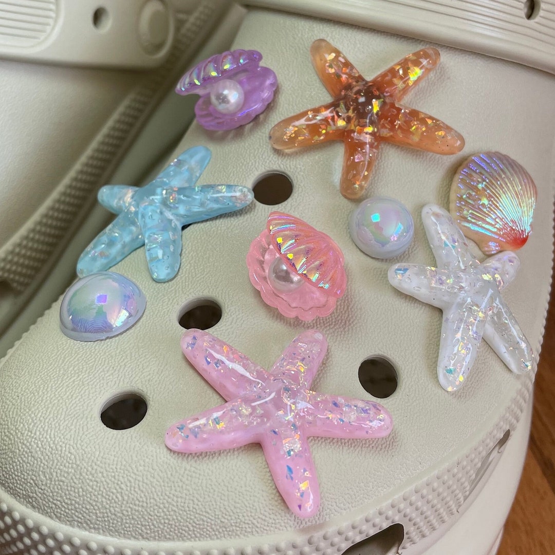 Seashell Starfish Glitter Croc Charms - Etsy UK