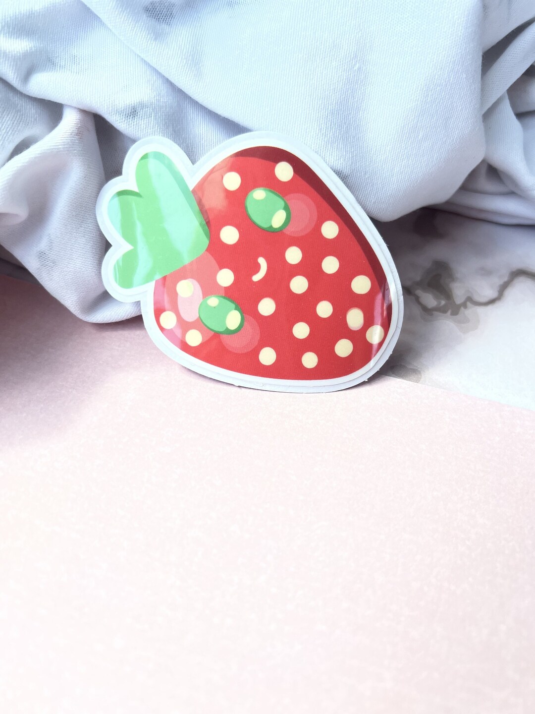 Strawberry Sticker || Glossy Vinyl Waterproof Sticker || Water Bottle ...