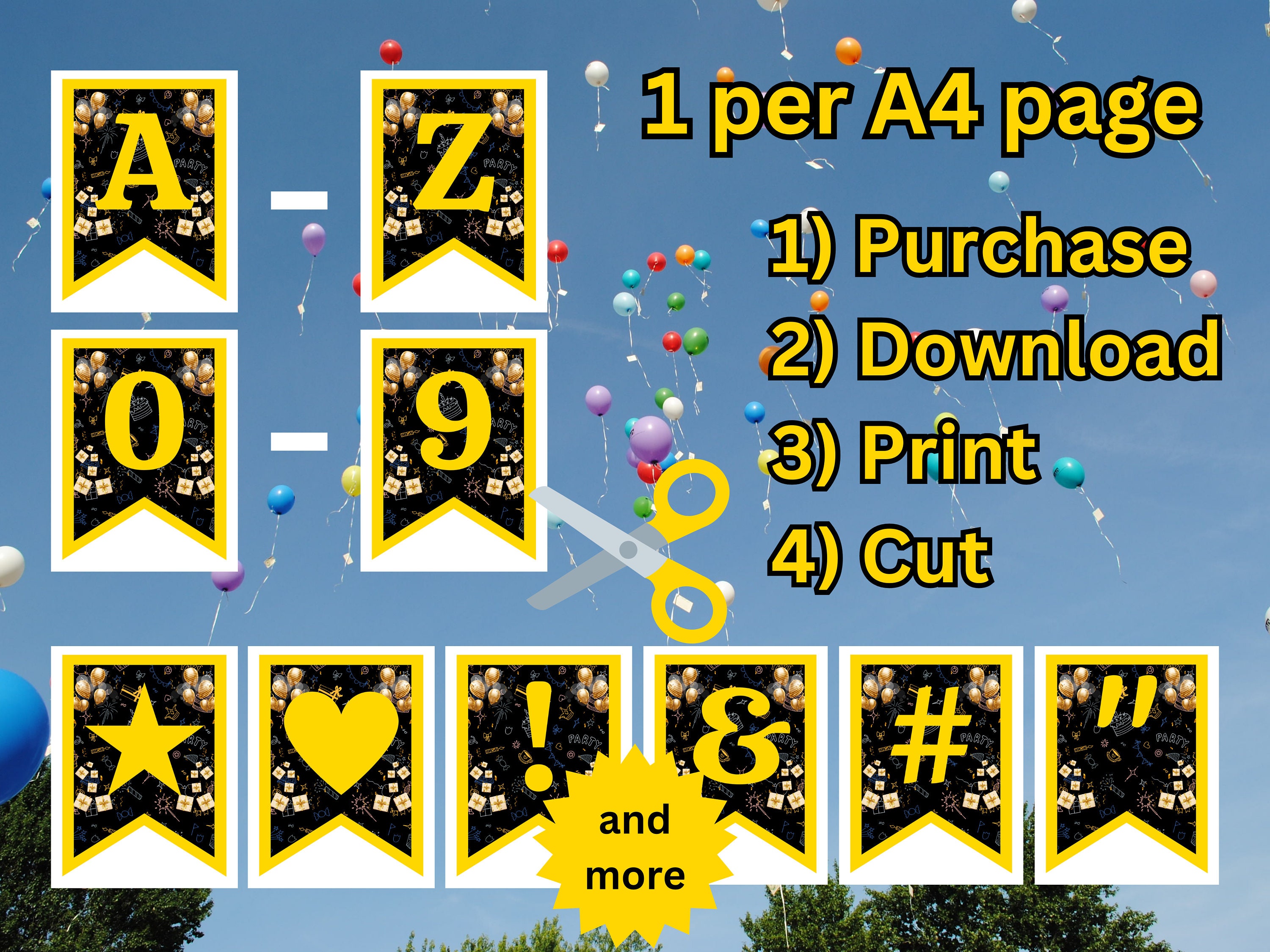 Printable Banner, Digital Downloads, DIY Printable Banner in All CAPS ...