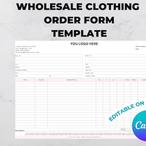 Wholesale Clothing Order Form Template | INSTANT DOWNLOAD | Fully ...