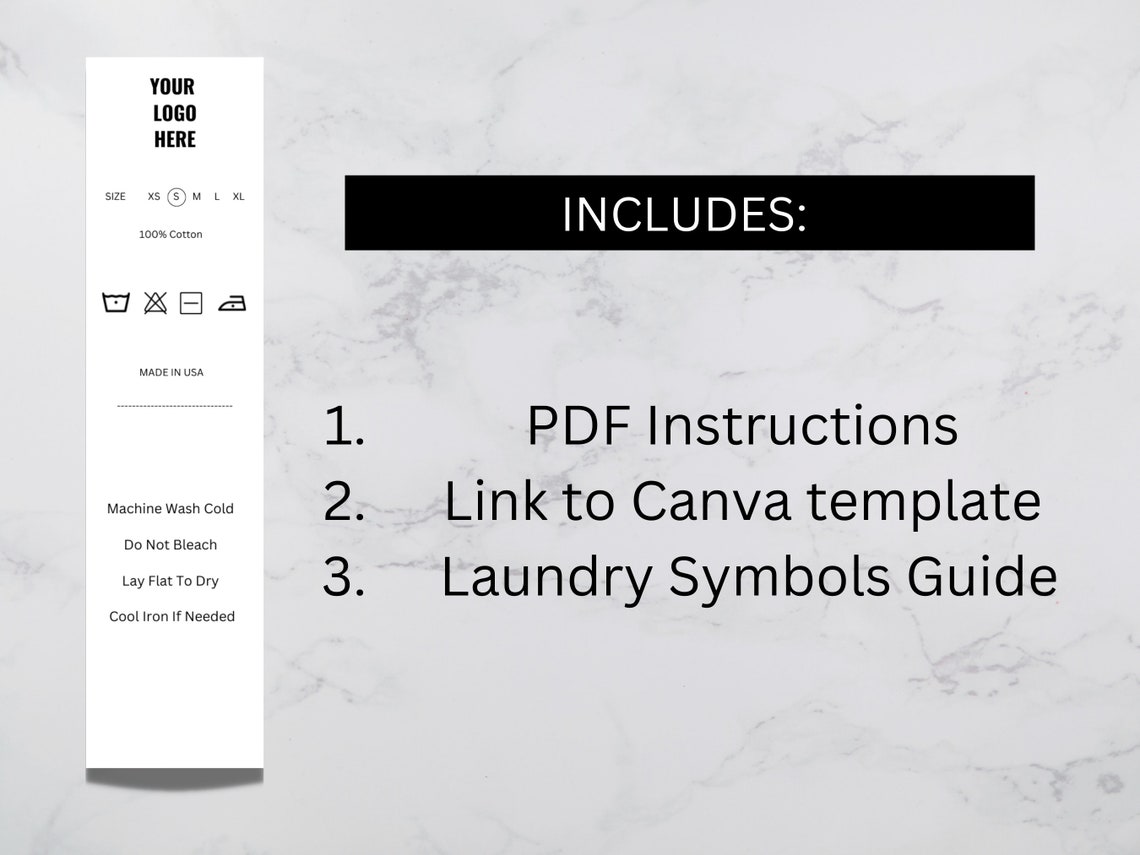 Care Label Template INSTANT DOWNLOAD, Care Instructions, Care Tag ...