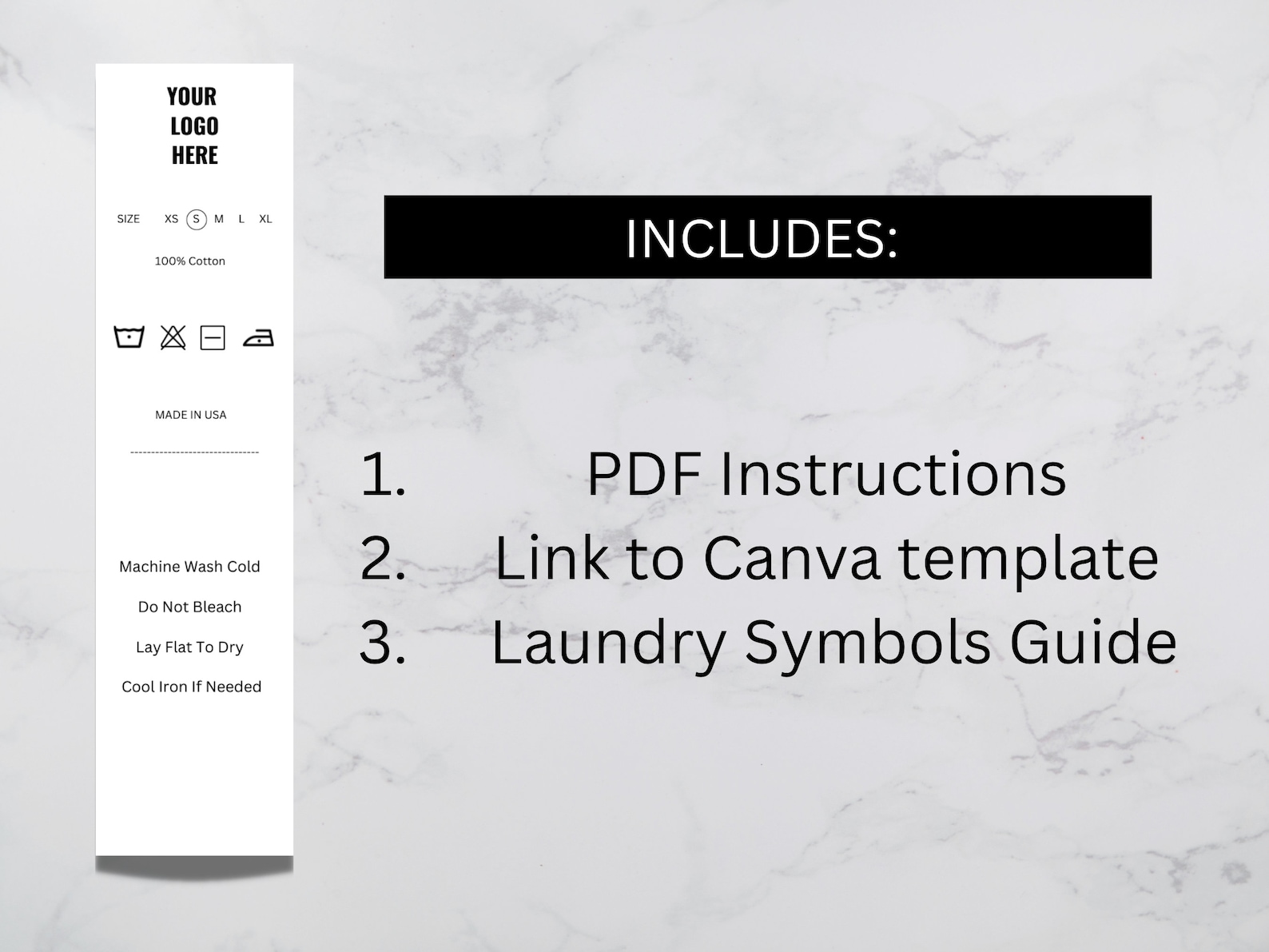 Care Label Template INSTANT DOWNLOAD, Care Instructions, Care Tag ...