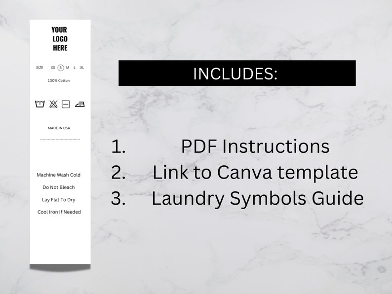 Care Label Template INSTANT DOWNLOAD, Care Instructions, Care Tag ...