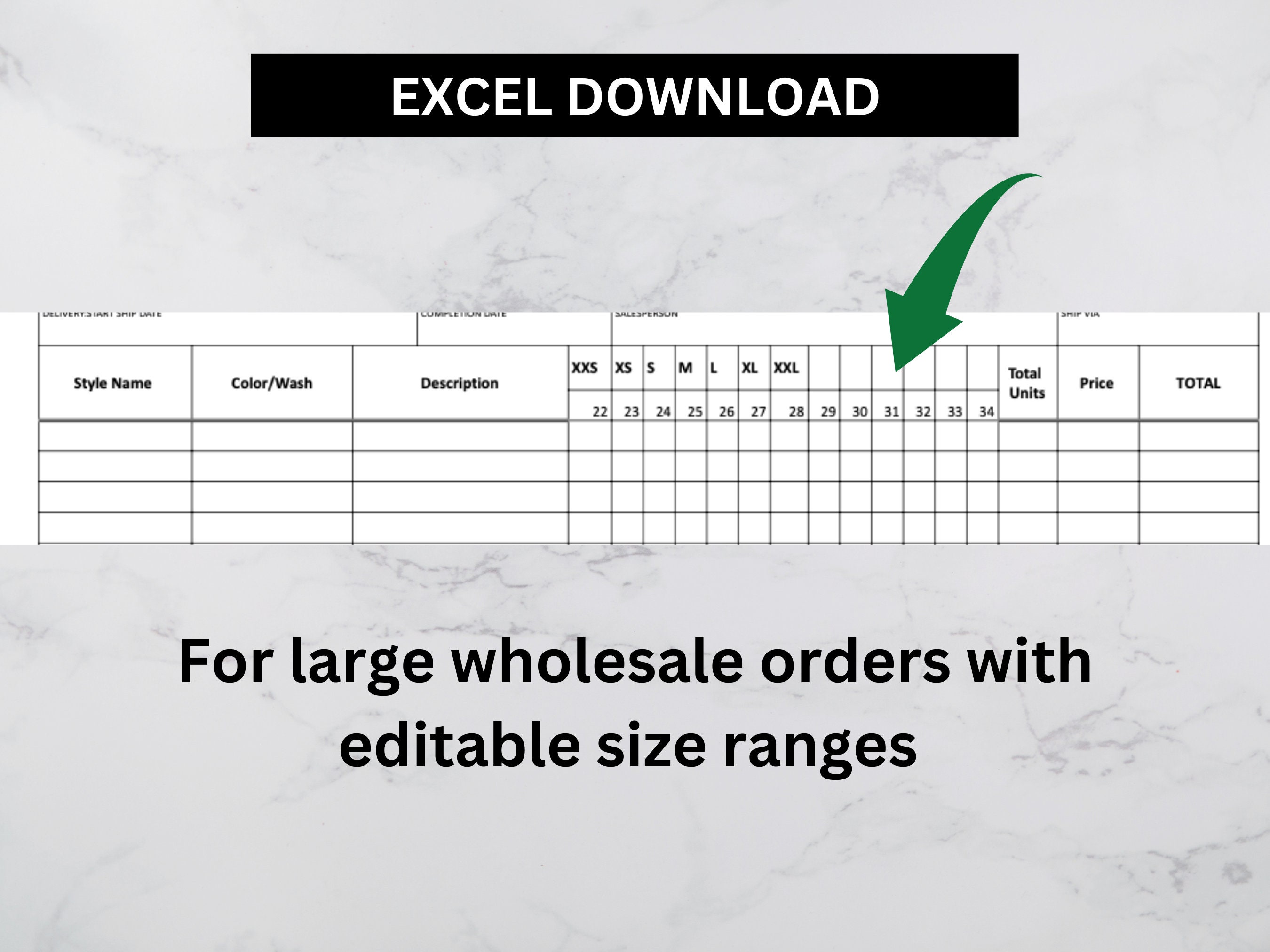 Wholesale Clothing Order Form Template | INSTANT DOWNLOAD | Fully ...