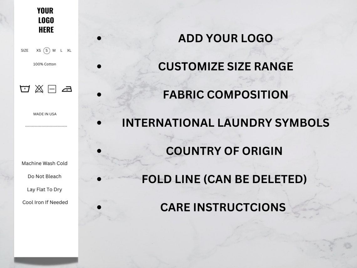 Care Label Template INSTANT DOWNLOAD, Care Instructions, Care Tag ...
