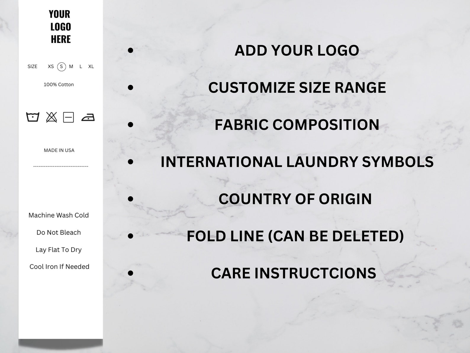 Care Label Template INSTANT DOWNLOAD, Care Instructions, Care Tag ...