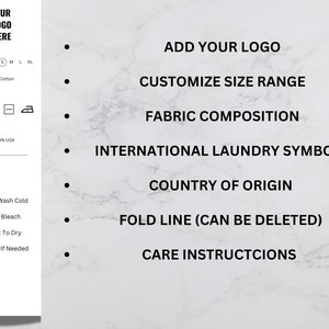Care Label Template INSTANT DOWNLOAD, Care Instructions, Care Tag ...