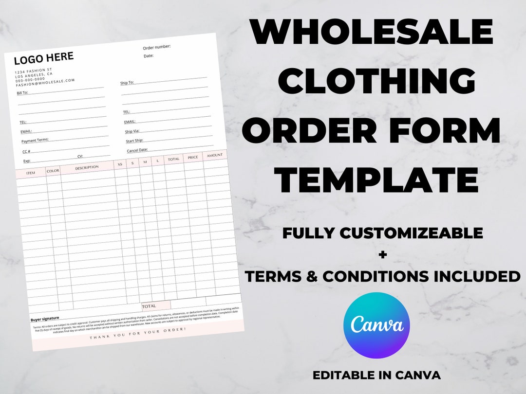 Wholesale Clothing Order Form Template | INSTANT DOWNLOAD | Fully ...
