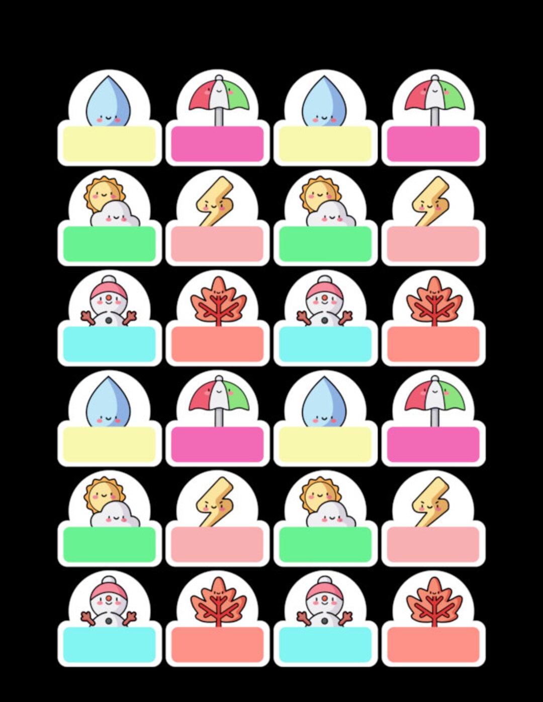 Weather Variant Printable Cute Kid Name Tags - Etsy