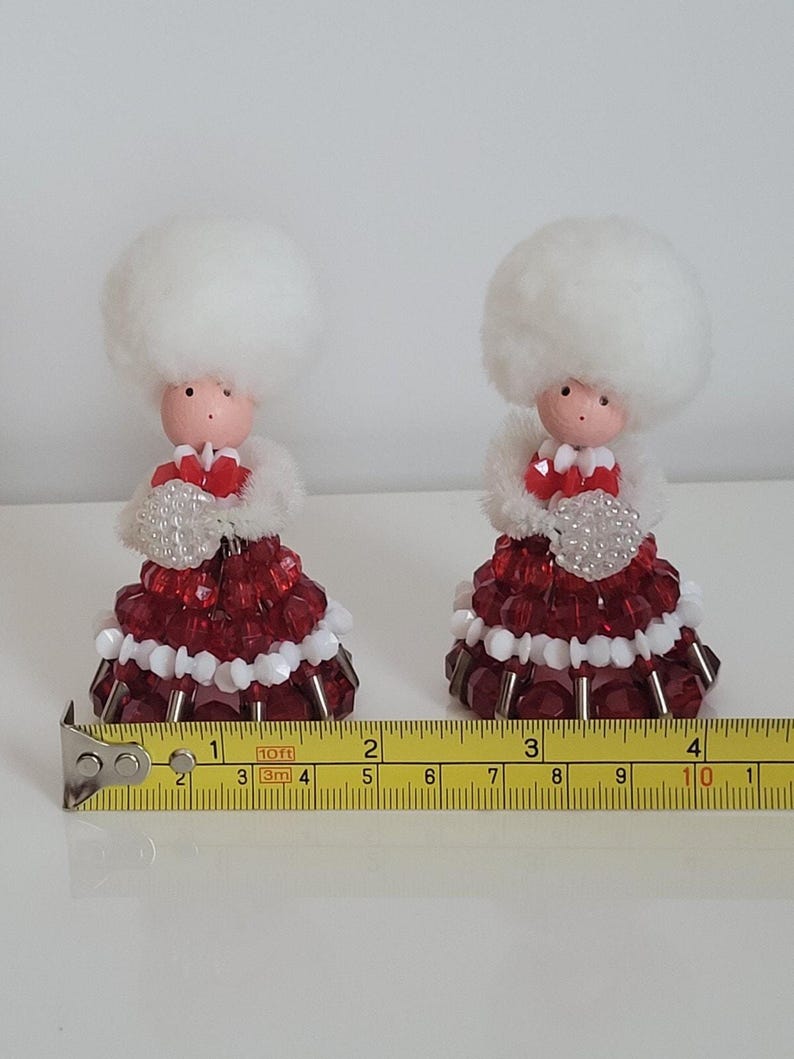 Vintage 1970s Beaded Christmas Figurines: Hand Muff Handmade Carolers ...