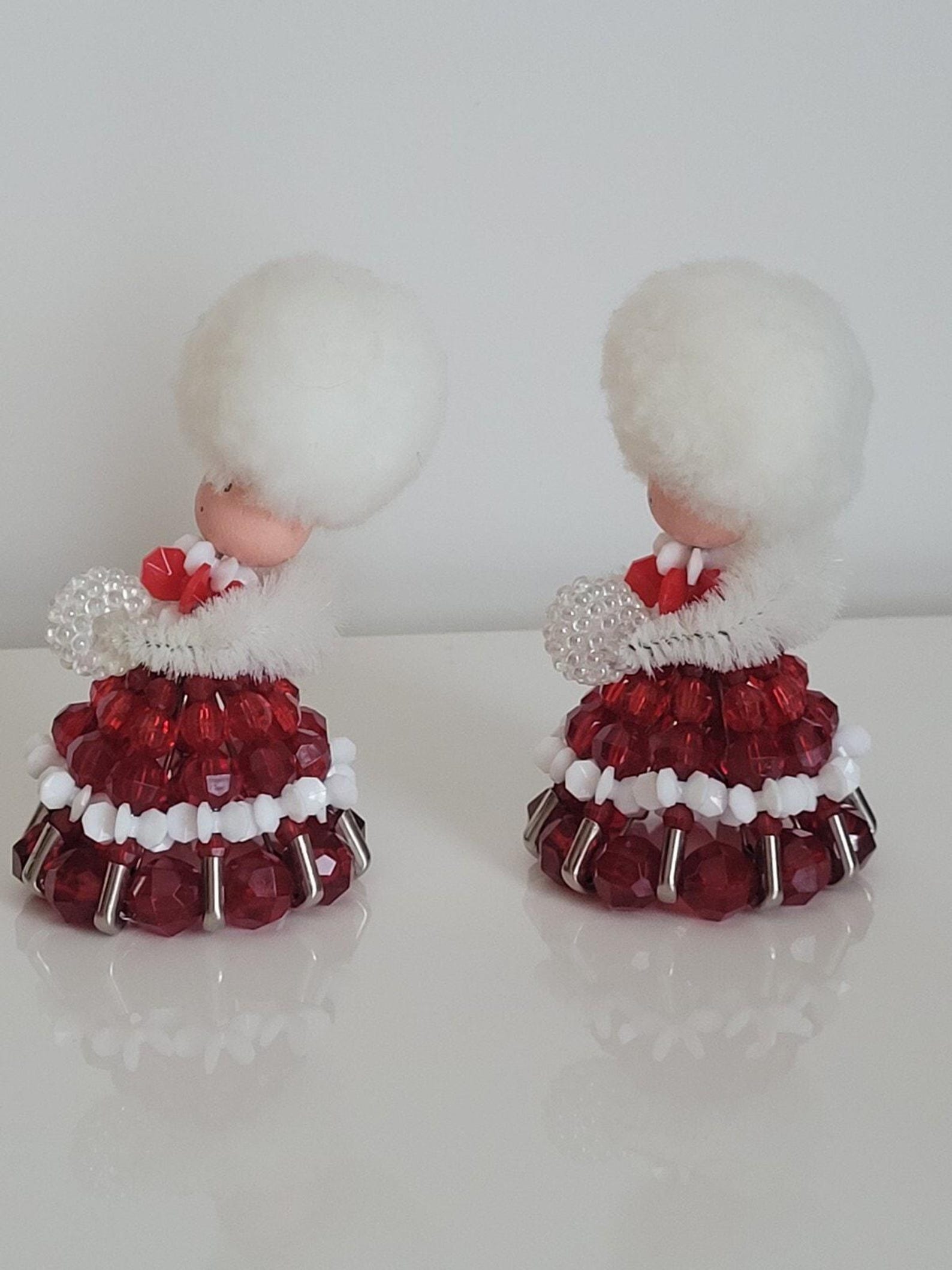 Vintage 1970s Beaded Christmas Figurines: Hand Muff Handmade Carolers ...