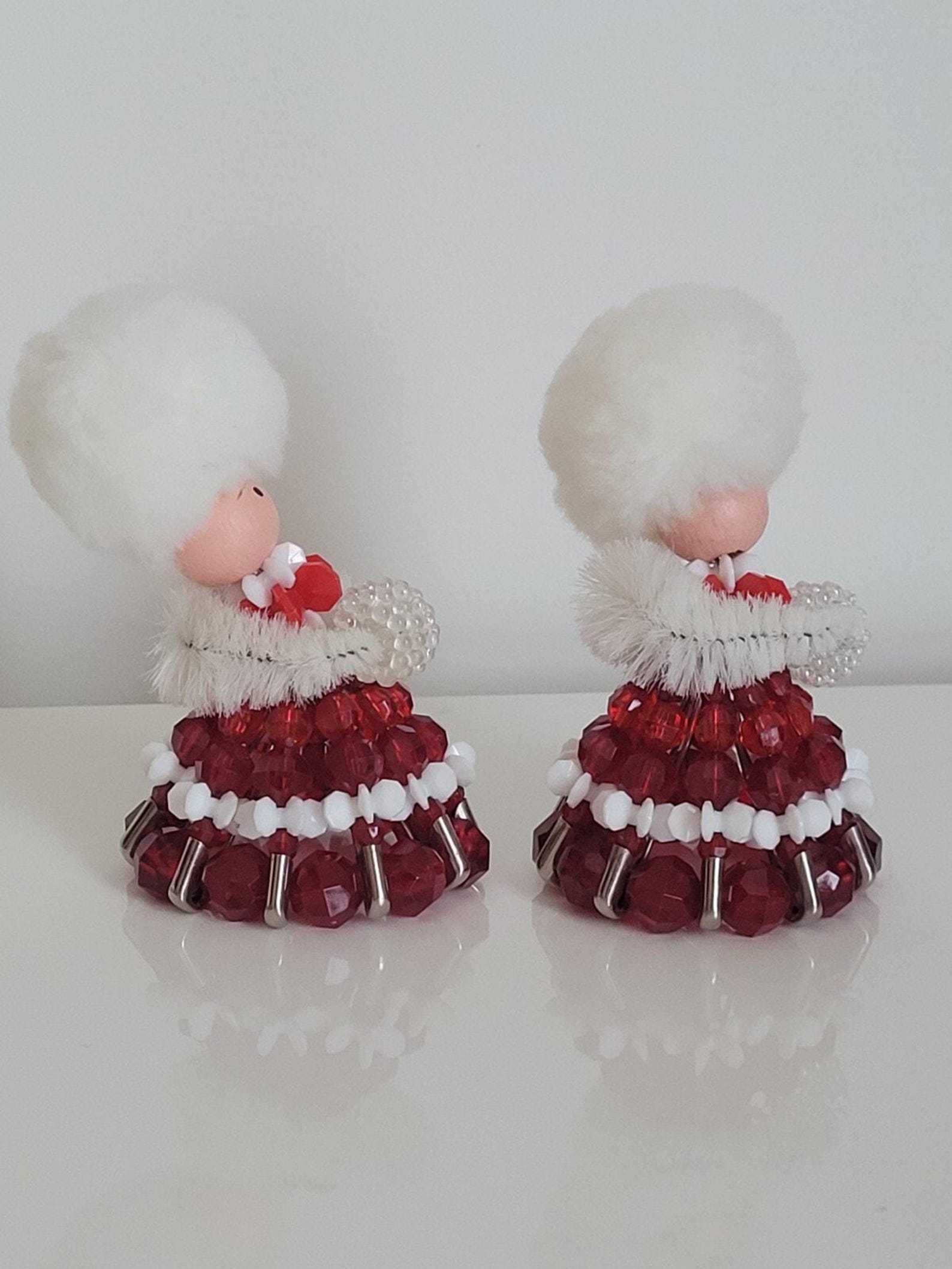 Vintage 1970s Beaded Christmas Figurines: Hand Muff Handmade Carolers ...
