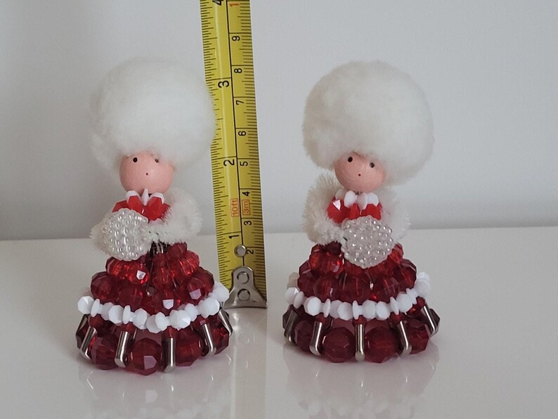 Vintage 1970s Beaded Christmas Figurines: Hand Muff Handmade Carolers ...