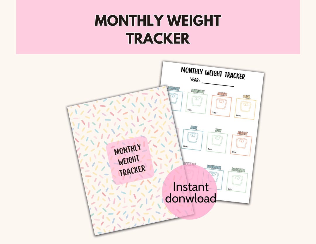 Monthly Weight Tracker Printable | Weight Loss or Weight Gain Log ...