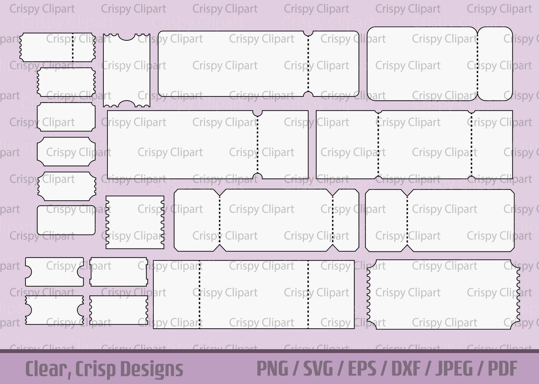 Blank Ticket Clipart Set, Empty Event Ticket Variety Pack, White With ...