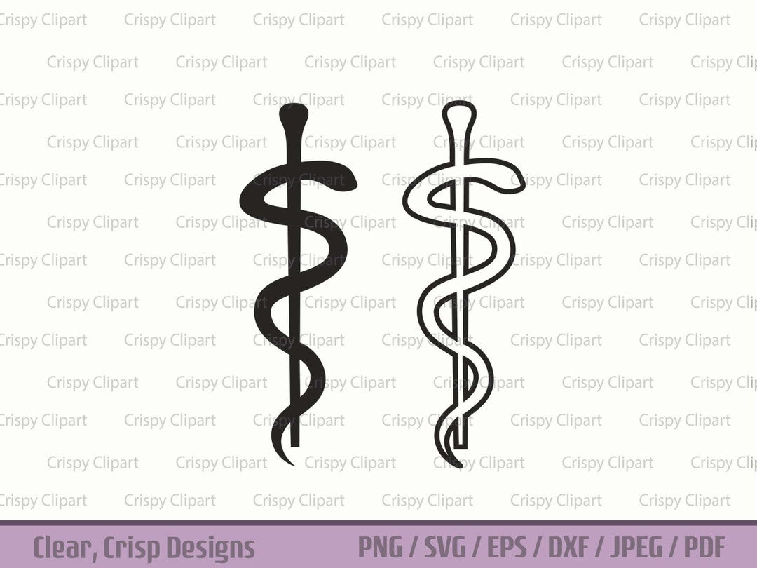 Rod of Asclepius SVG Silhouette, Snake Staff Outline, Staff of ...