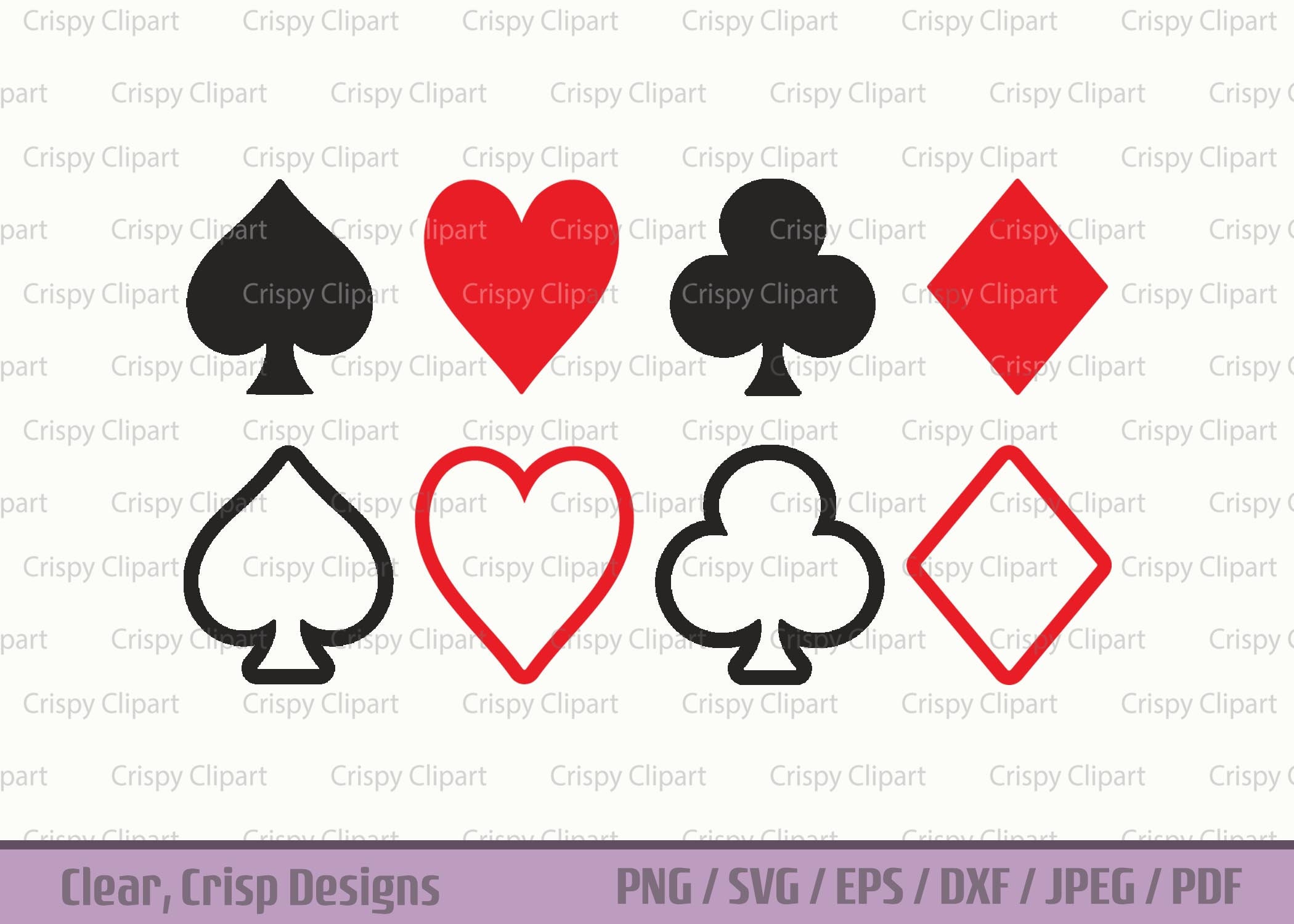 Poker Suits SVG, Card Suits Outline, Gambling Clipart, Poker Night Card ...