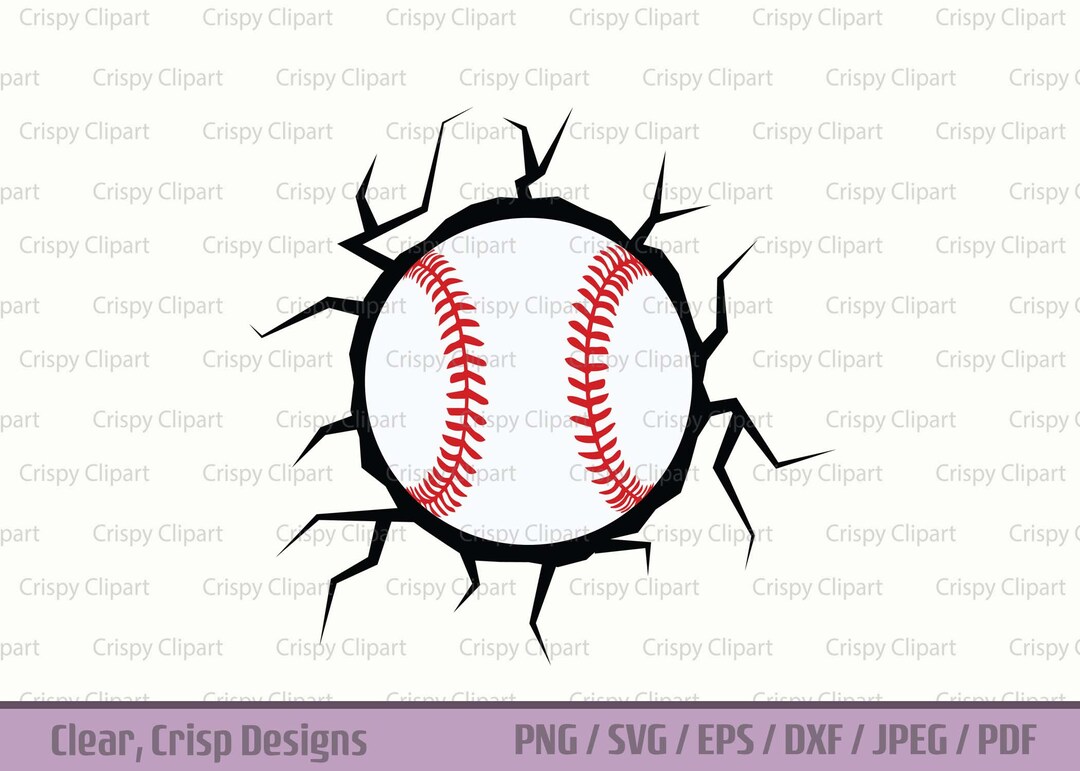 Baseball Clipart, Baseball in the Wall SVG, Hardball Vector Art, Broken ...