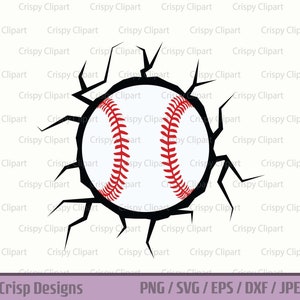 Baseball Clipart, Baseball in the Wall SVG, Hardball Vector Art, Broken ...
