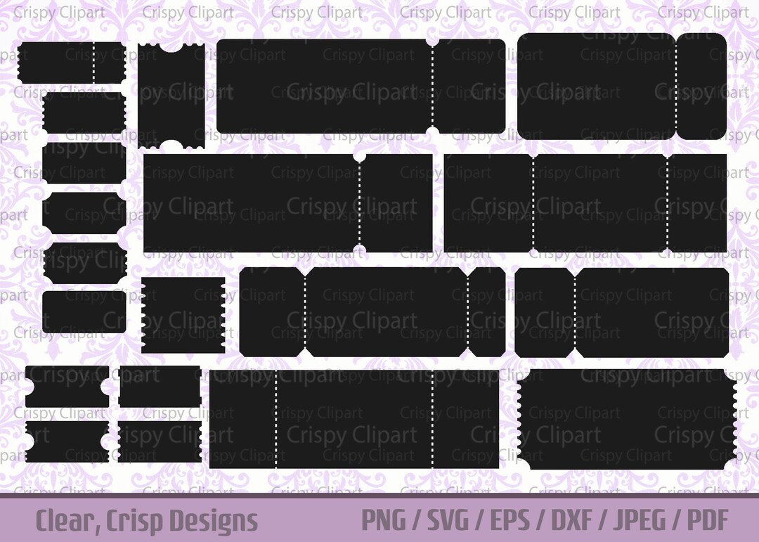 Blank Ticket Silhouette SVG Set, Empty Event Ticket Clipart Variety ...