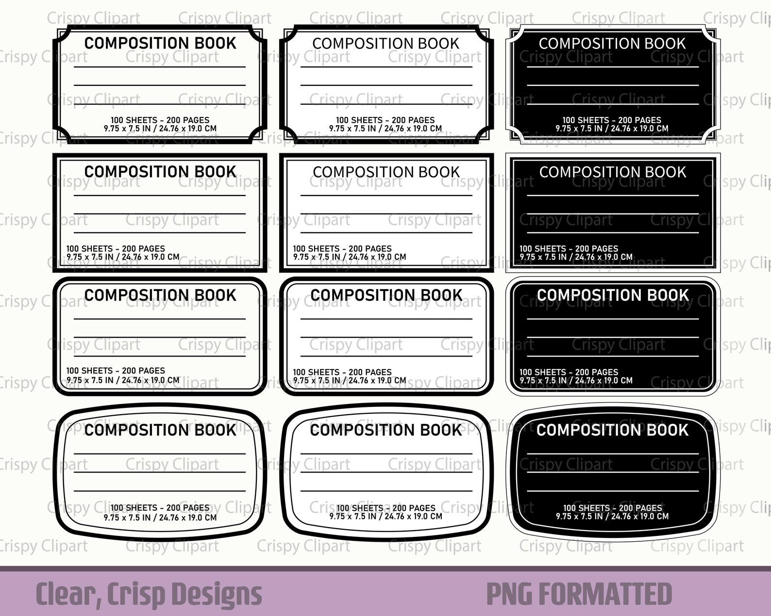 Composition Notebook Labels Clipart Comp Book Labels Png - Etsy