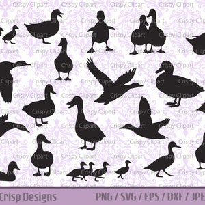 Duck Silhouette SVG Bundle Mallard Duck Cut File Baby Ducklings and Mom ...