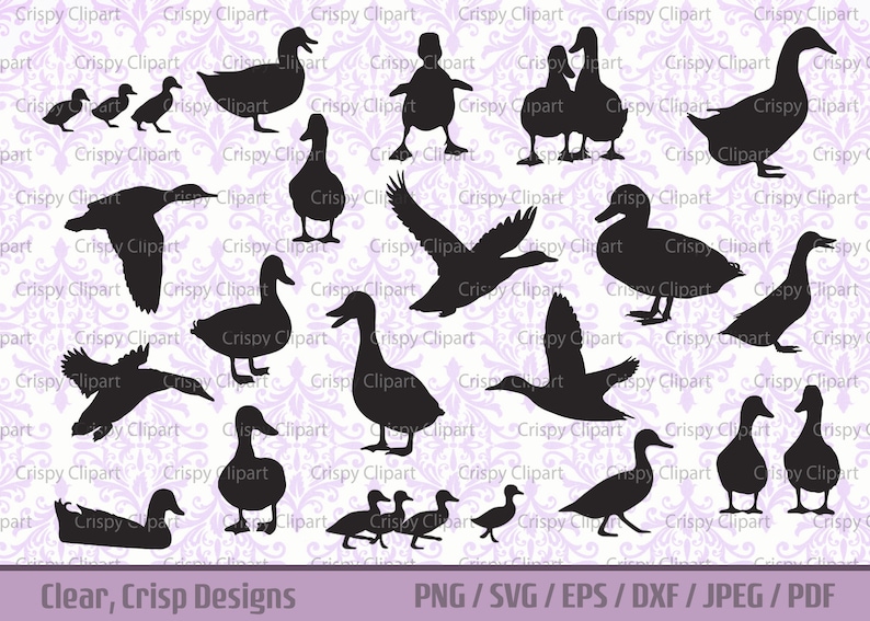 Duck Silhouette SVG Bundle Mallard Duck Cut File Baby Ducklings and Mom ...