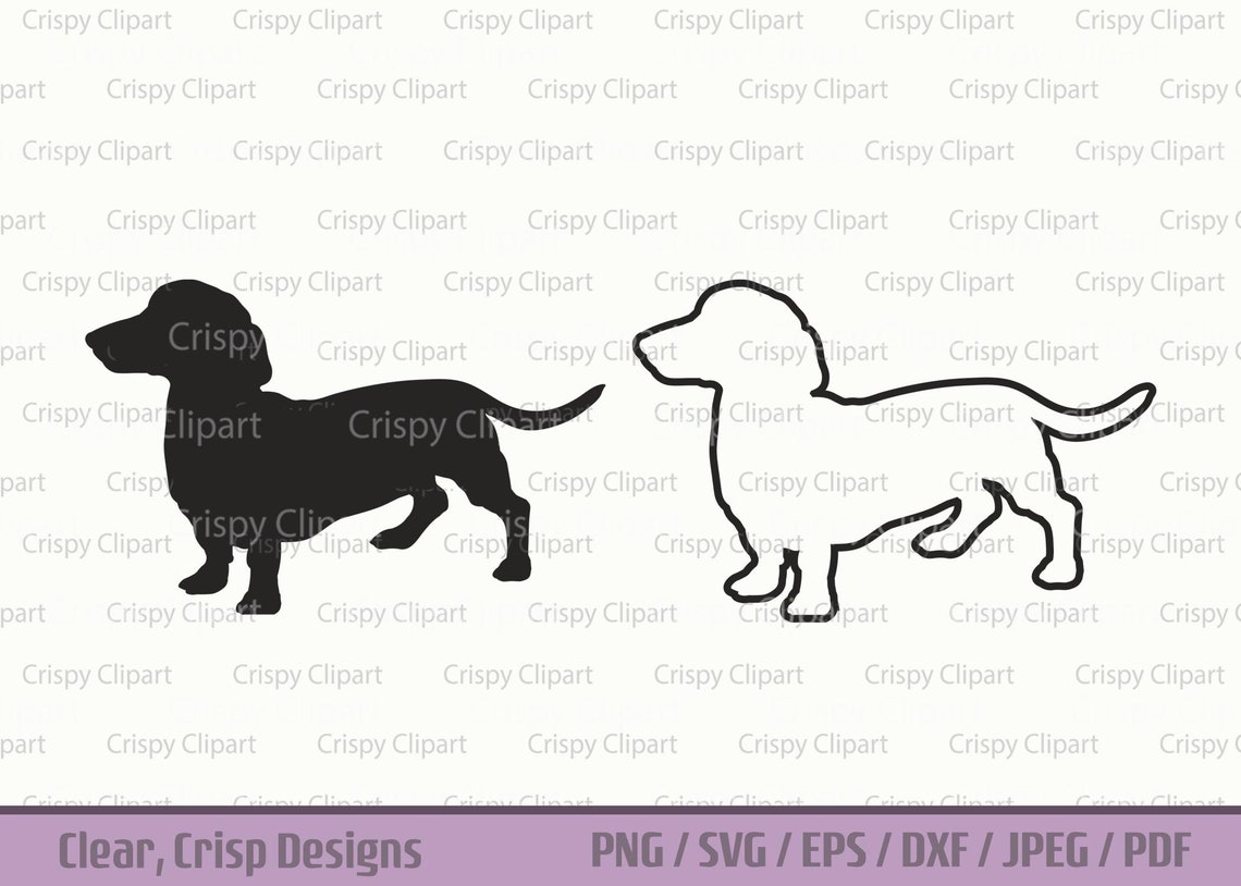 Dachshund Silhouette SVG, Cute Dachshund Outline Clipart, Small Short ...