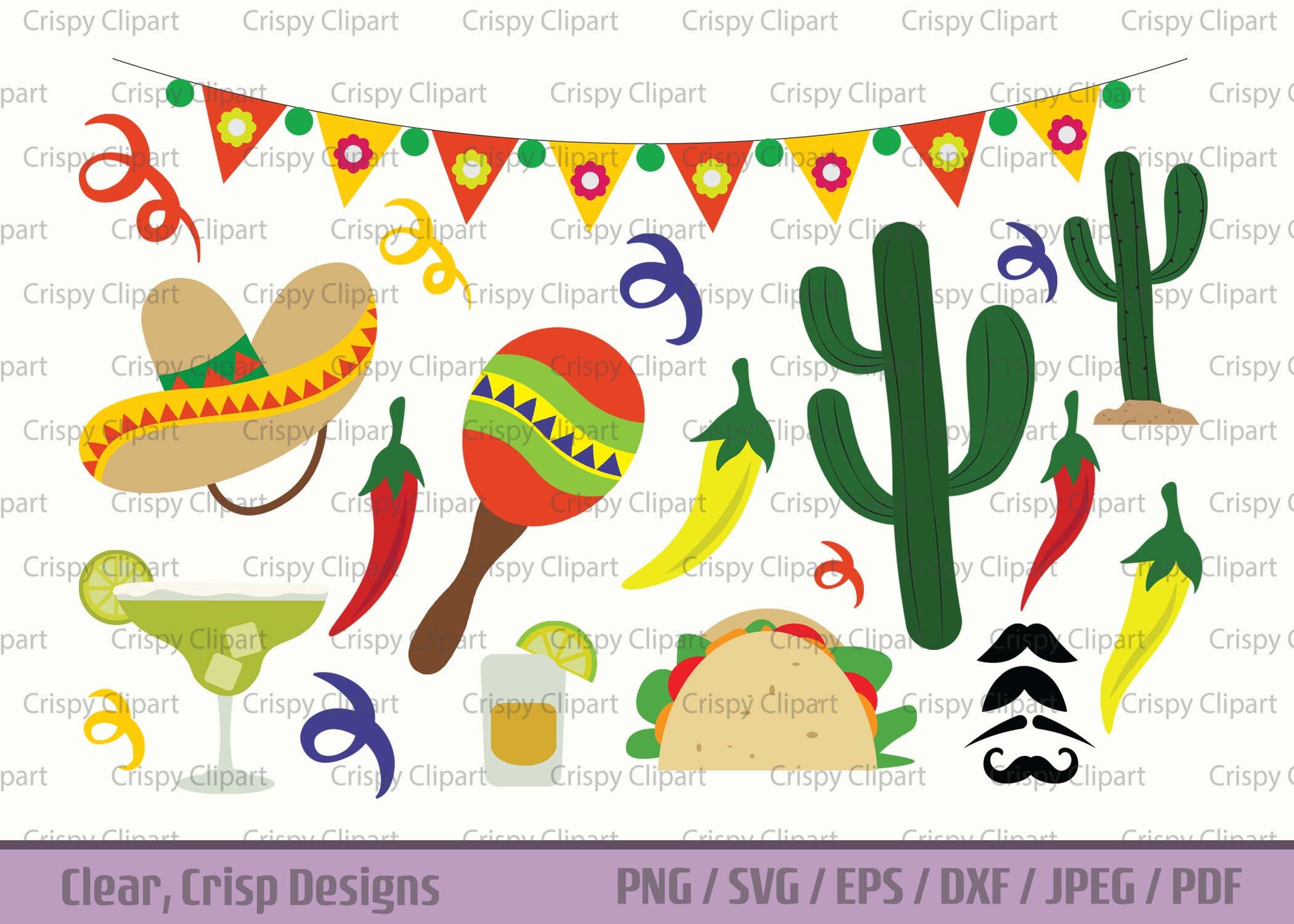 Mexican Fiesta SVG Bundle, Mexican Celebration Party Clipart, Cinco De ...